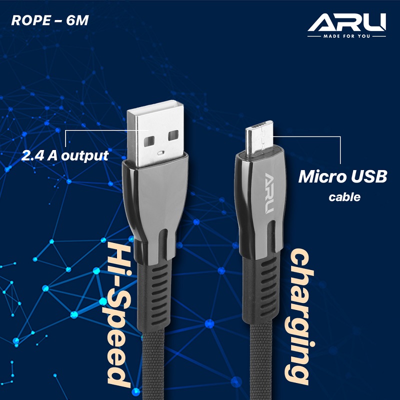 ROPE-6M 2.4A Micro USB Cable | ARU India reseller products reselling